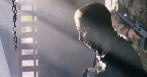 Mad Military Man Intimidating Beating Middle Stock Footage Video (100% ...