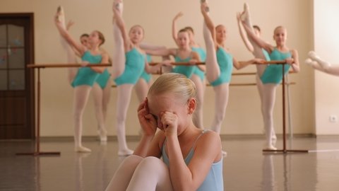 little ballerina crying ballet dance studio Stock Footage Video (100% ...