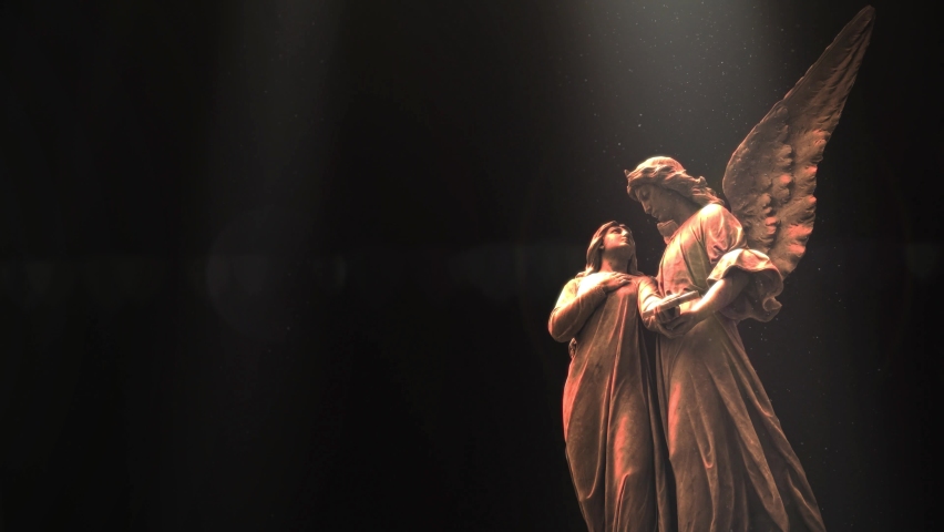 angel statue spotlight background Stock Footage Video (100% Royalty ...