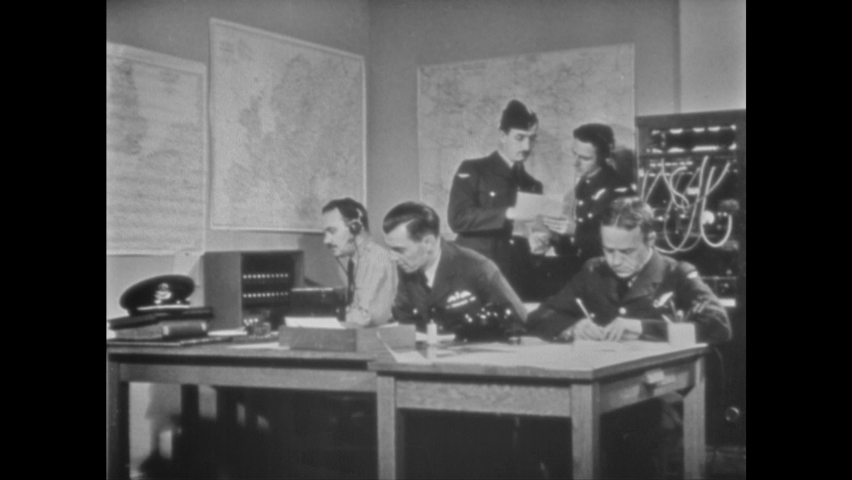 1940s england soldiers communications room planes Stock Footage Video ...