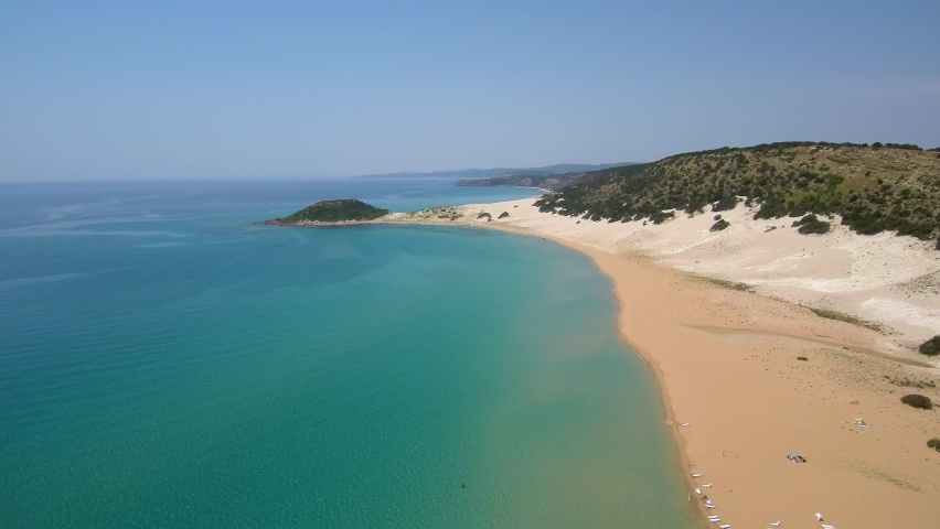 golden beach northern cyprus aerial view Stock Footage Video (100% ...
