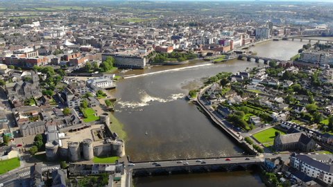 Limerick City Republic Ireland Static Aerial Stock Footage Video (100% ...