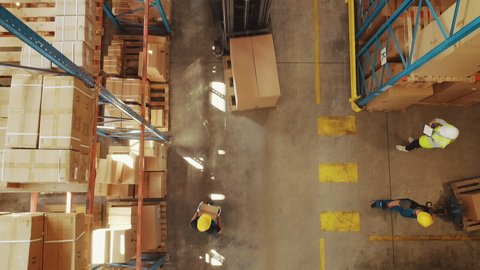 Topdown View Warehouse People Working Forklift Stock Footage Video (100 ...