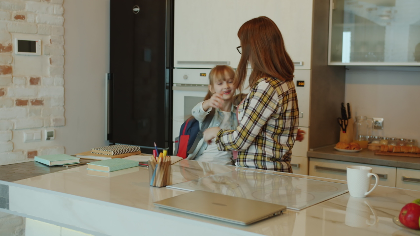 adorable child little girl leaving home Stock Footage Video (100% ...