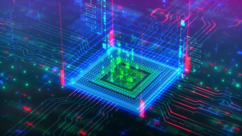 colourful animation shows data flow motherboard Stock Footage Video ...