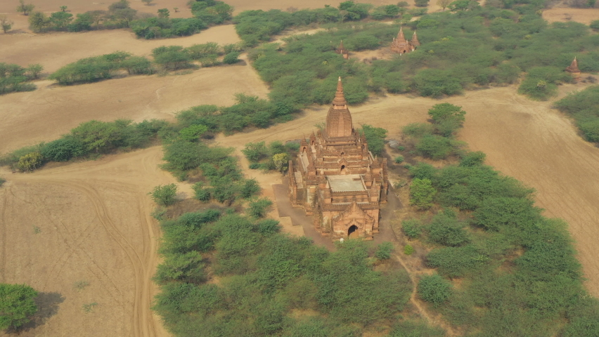 view above stunning aerial bagan archaeological Stock Footage Video ...