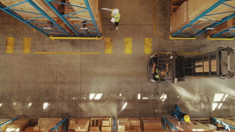 Topdown View Warehouse People Working Forklift Stock Footage Video (100 ...