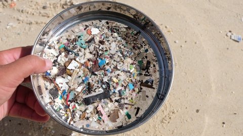 Filtration Microplastic Waste Seaside Sand Stock Footage Video (100% ...