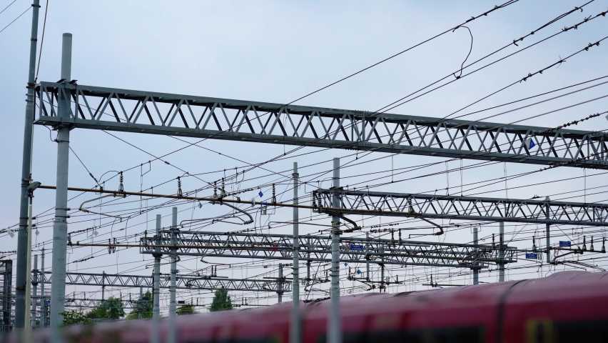 metal overhead power lines hanging over Stock Footage Video (100% ...