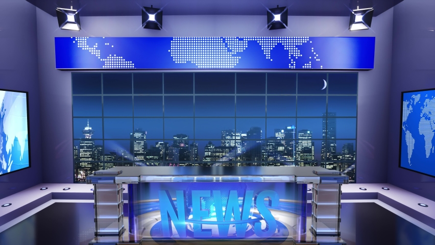 3d virtual news studio announcer table Stock Footage Video (100% ...