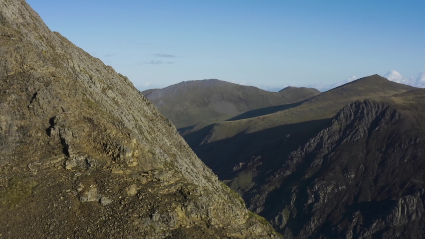 Aerial View of Crib Goch Stock Footage Video (100% Royalty-free ...