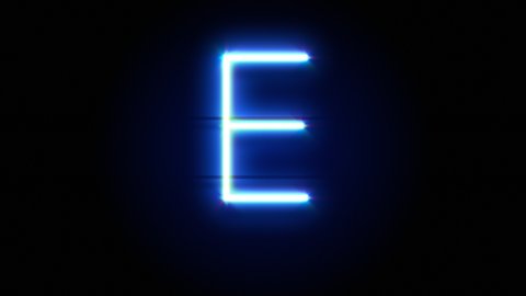 Neon Font Letter E Uppercase Appear Stock Footage Video (100% Royalty ...