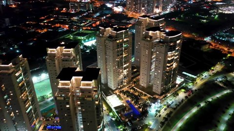 Aerial View City Life Scene Night Stock Footage Video (100% Royalty ...