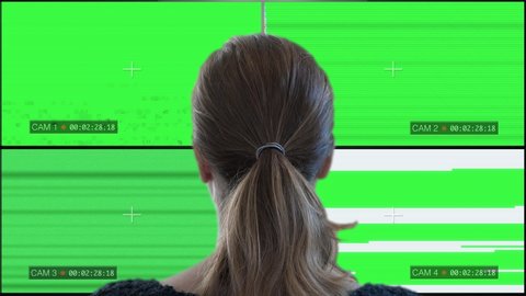 watching security cameras split screen chroma Stock Footage Video (100% ...