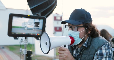 Close Portrait Caucasian Male Film Director Stock Footage Video (100% ...