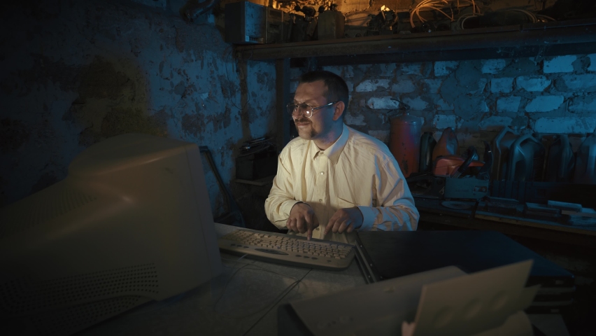 home office online learning nerd typing Stock Footage Video (100% ...