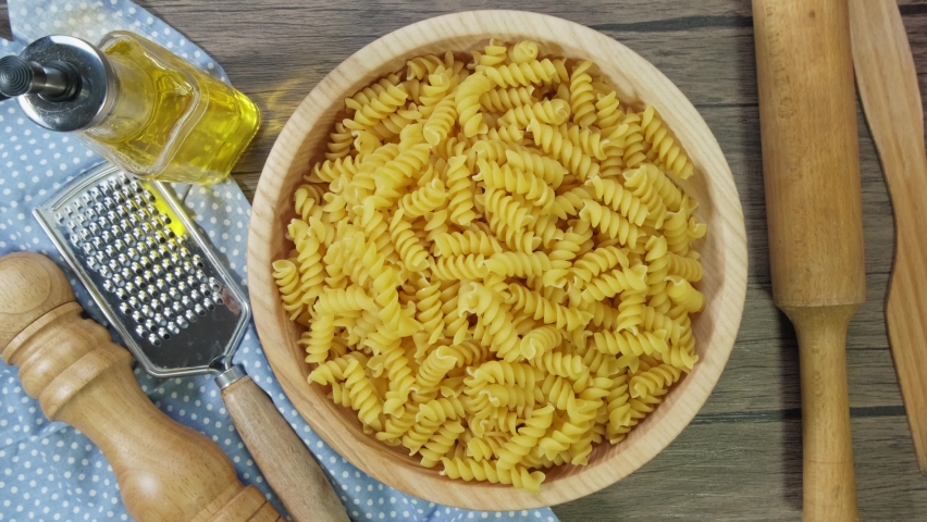 Fusilli Pasta Top View Stock Video Footage - 4K and HD Video Clips ...
