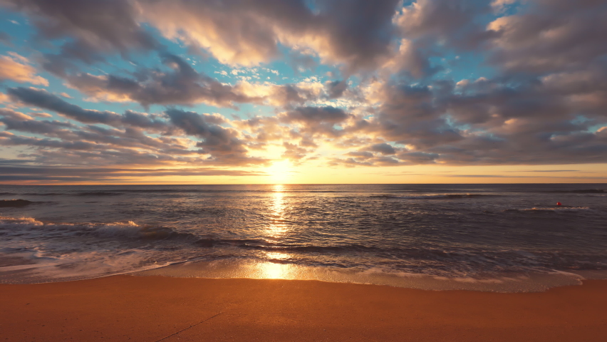 ocean beach sunrise 4k video waves Stock Footage Video (100% Royalty ...