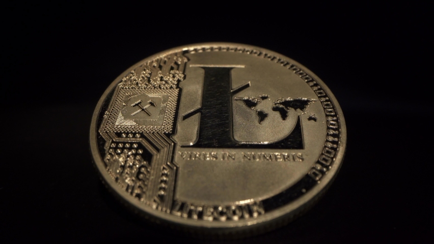 Gold Crypto Coin Lite Coin On Stock Footage Video (100% Royalty-free ...