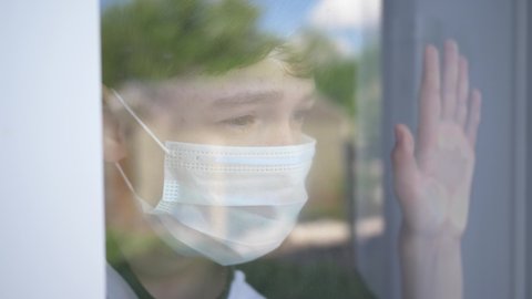 Social Distance Home Isolation Child Portrait Stock Footage Video (100% ...