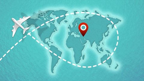 Airplane Flying Over World Map Earth Stock Footage Video (100% Royalty ...