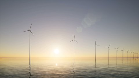 Wind Power Plant Towers Sea Energy Stock Footage Video (100% Royalty ...