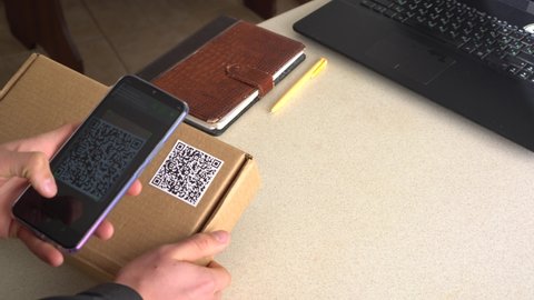 Attaching Qr Code Delivery Package Stock Footage Video (100% Royalty ...