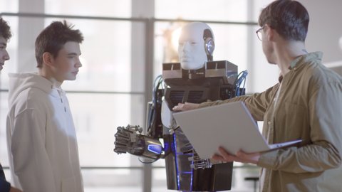 Sequence Shots Young Male Professor Robotics Stock Footage Video (100% ...