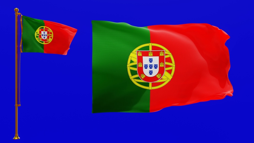 flags portugal green screen chroma key Stock Footage Video (100% ...