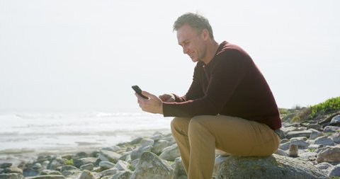 Caucasian Man Enjoying Free Time By Stock Footage Video (100% Royalty ...