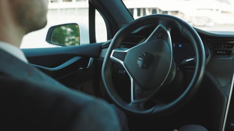 Self Driving Autopilot Autonomous Cars Male Stock Footage Video (100% ...