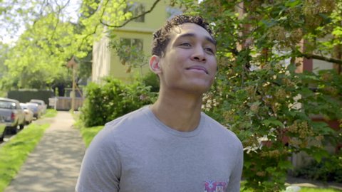 Young Man Daydreams Walks Around Neighborhood Stock Footage Video (100% ...