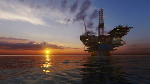 helicopter flying oil rig platform towards Stock Footage Video (100% ...