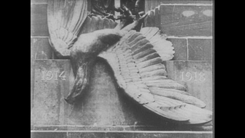 1940s Sculpture Fallen Bird Hitler Walks Stock Footage Video (100% ...