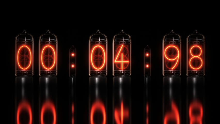 realistic nixie tube clock timer countdown Stock Footage Video (100% ...