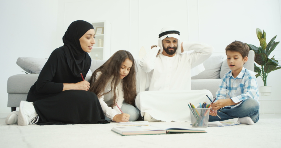 arabian happy family kids sitting on Stock Footage Video (100% Royalty ...