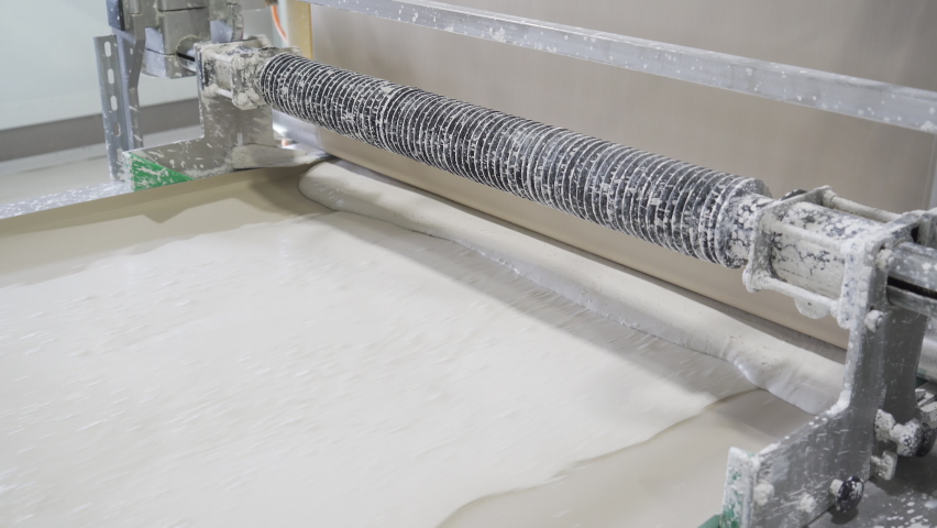 gypsum mixture flows on automated production Stock Footage Video (100% ...