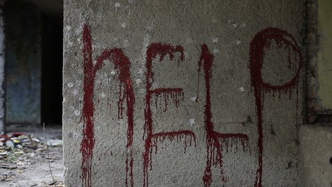 Help Written Blood On Wall Abandoned Stock Footage Video (100% Royalty ...