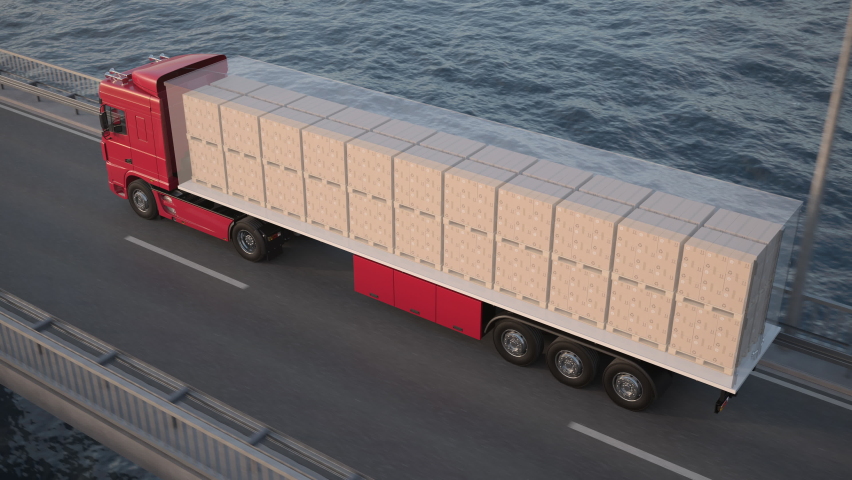 Aerial View of a Semi-trailer Stock Footage Video (100% Royalty-free ...