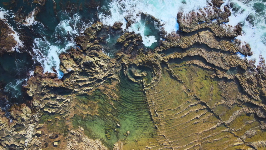 cinematic aerial bird's eye view tidepools Stock Footage Video (100% ...