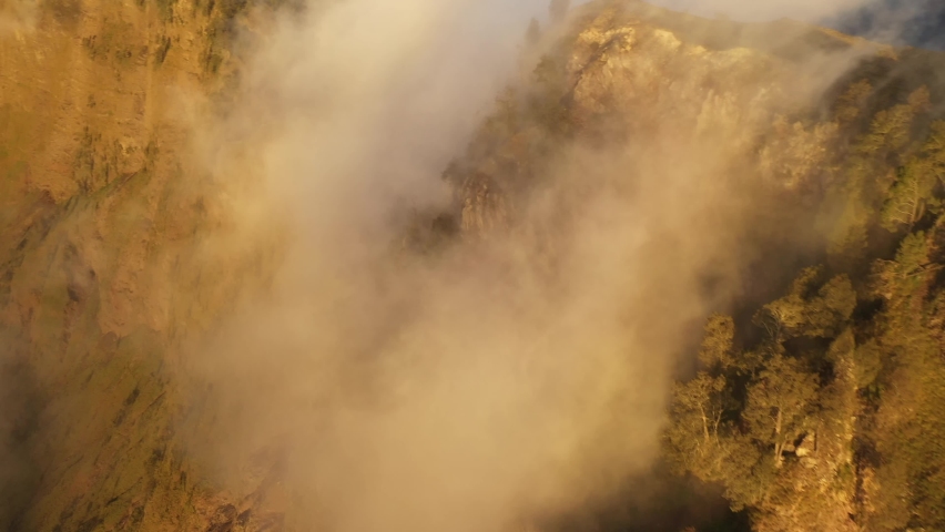 cliff edge rinjani volcanic crater aerial Stock Footage Video (100% ...