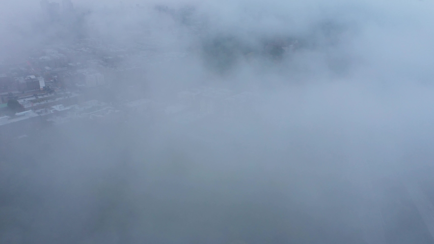 Aerial Descent Through Fog Clouds Stock Footage Video (100% Royalty ...