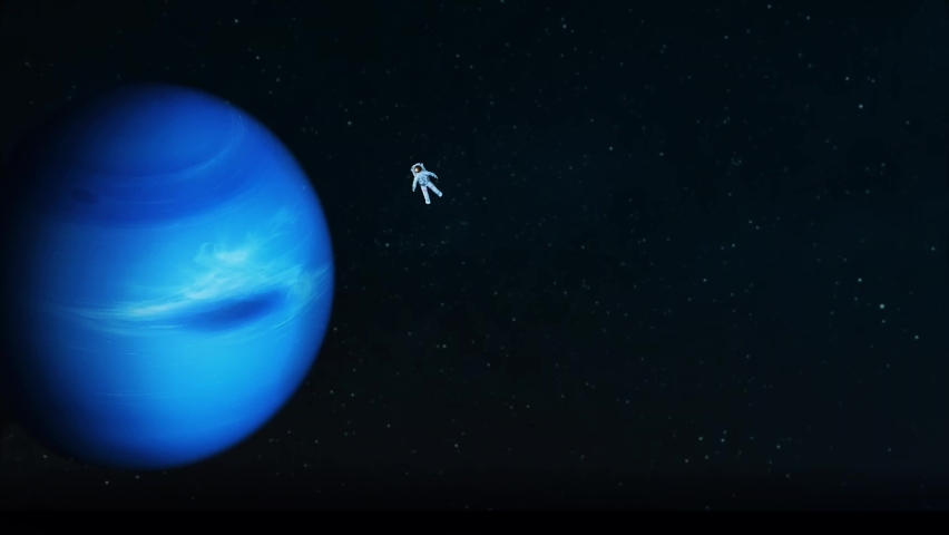 Neptune Planet with Astronaut Fly Stock Footage Video (100% Royalty ...