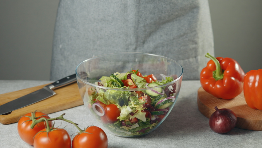 Mixing Salad in a Large Stock Footage Video (100% Royalty-free ...