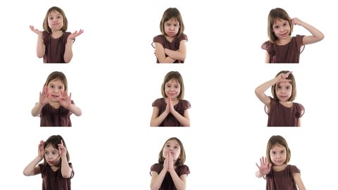 Illustration Girl Different Poses Holding Sign Stock Vector (Royalty ...