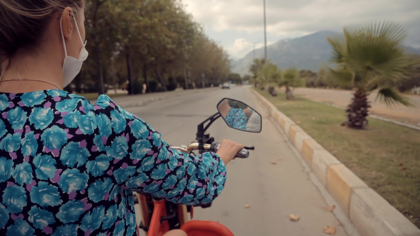 Woman in Face Mask Riding Stock Footage Video (100% Royalty-free ...