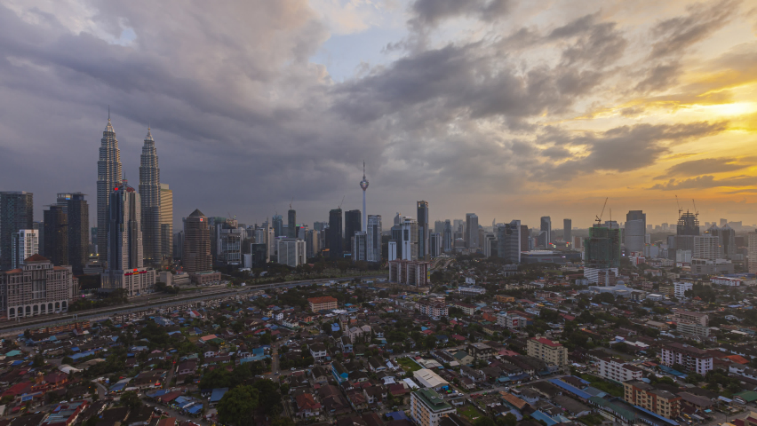 time lapse aerial cityscape view during Stock Footage Video (100% ...