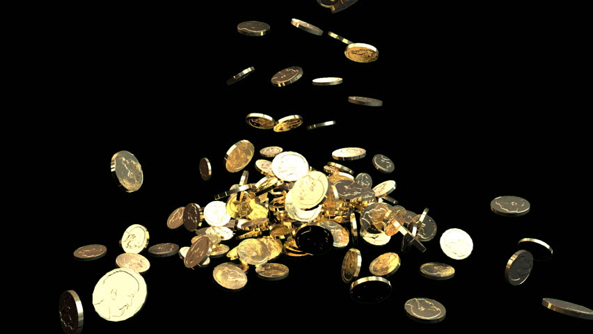 Gold Coins Fall Against Black Stock Footage Video (100% Royalty-free ...