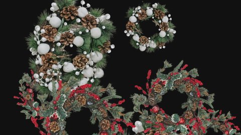 Digital Animation Set Christmas Wreaths Decorating Stock Footage Video ...