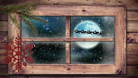 Digital Animation Wooden Window Frame Against Stock Footage Video (100% ...